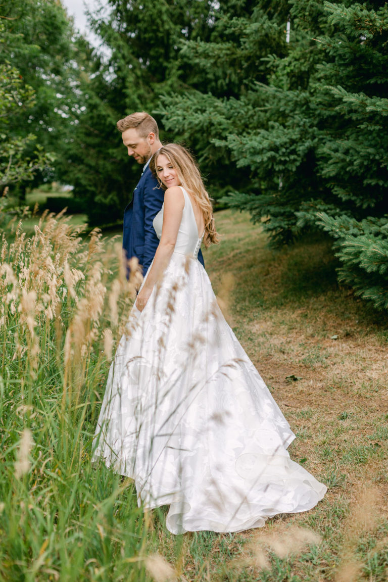 Socially-Distant Farm Wedding | Kyra + Aaron - Lea-Ann Belter Bridal / Astrid & Mercedes