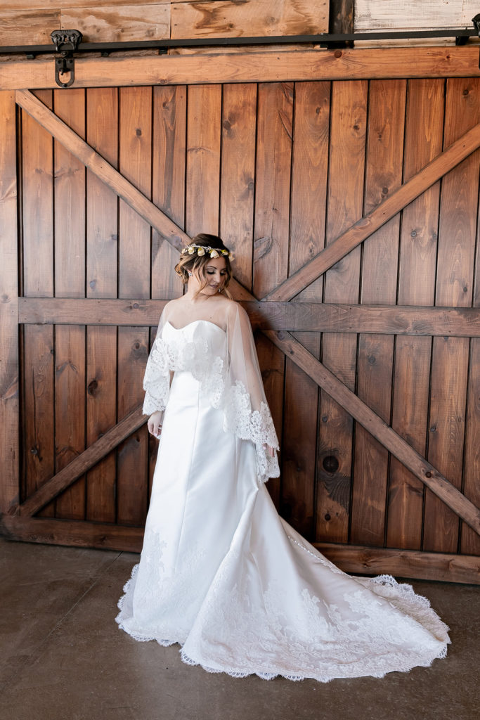 Rustic Green + White Winter Wedding at a Barn in the Snow