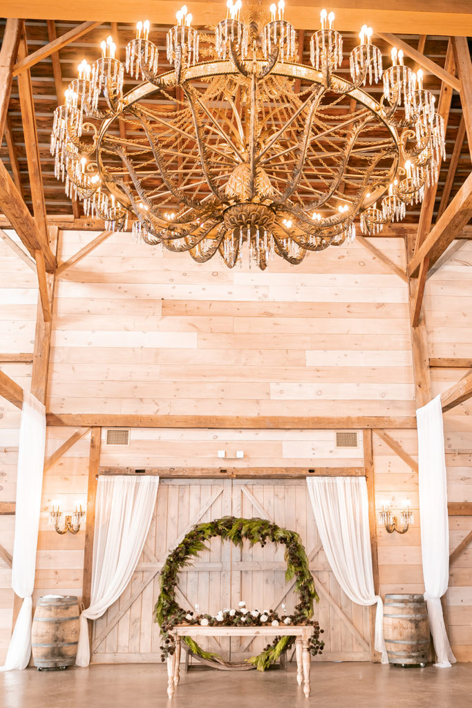 Rustic Green + White Winter Wedding at a Barn in the Snow